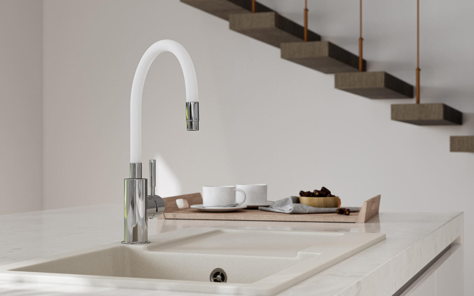 Zumba Flexy bela slavina za sudoperu | FERRO | Noks