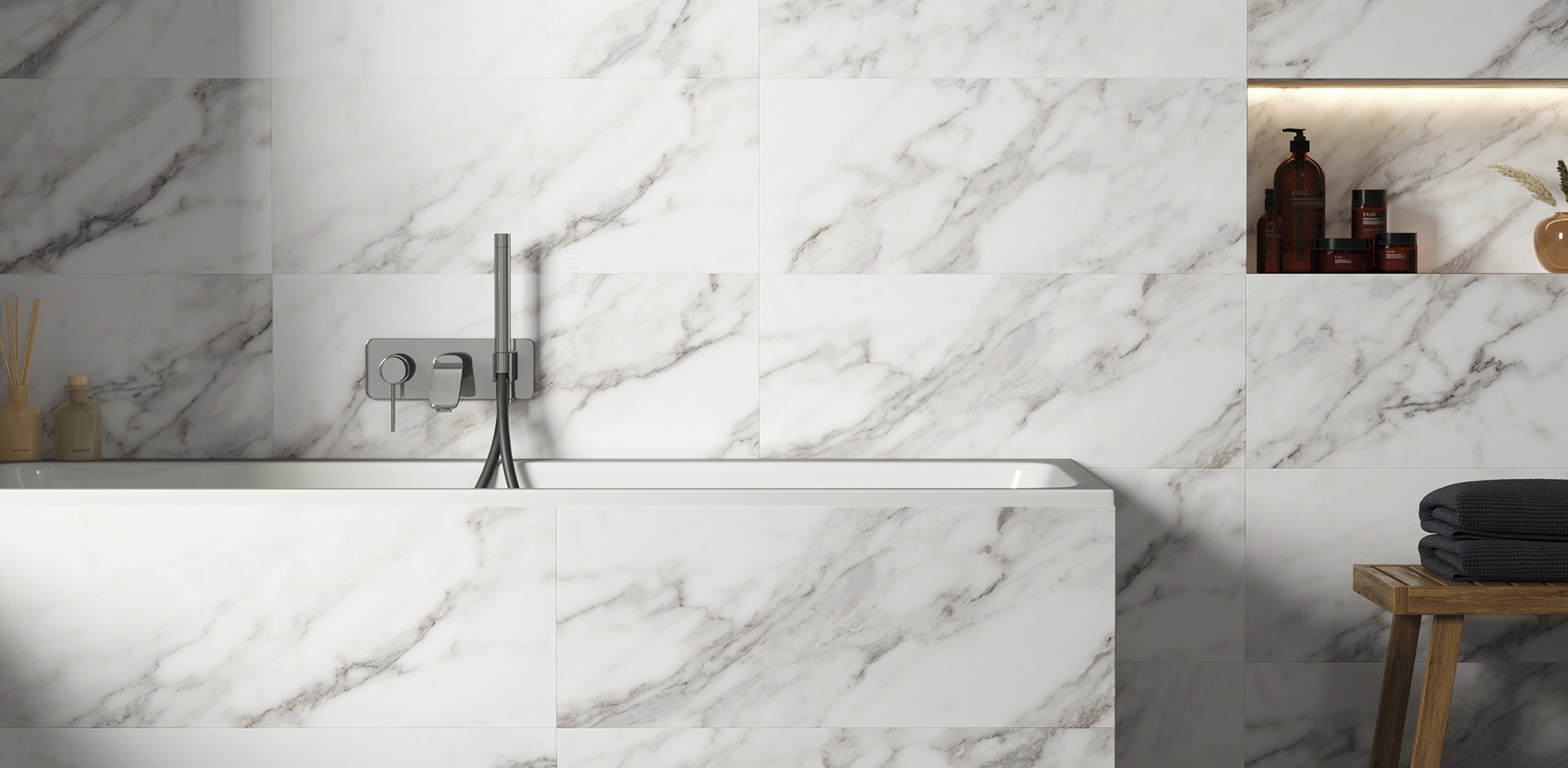 Magnus White 30x75cm | Zidne pločice mermernog dezena | Noks