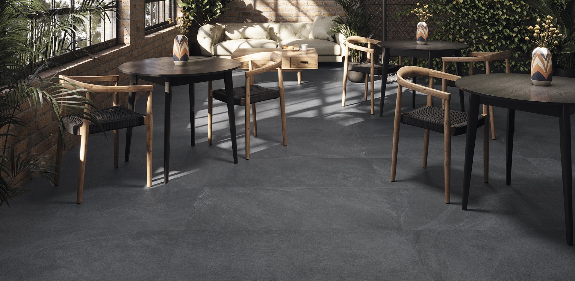 Riven Dark 60x120cm | Tamne cementne pločice velikog formata